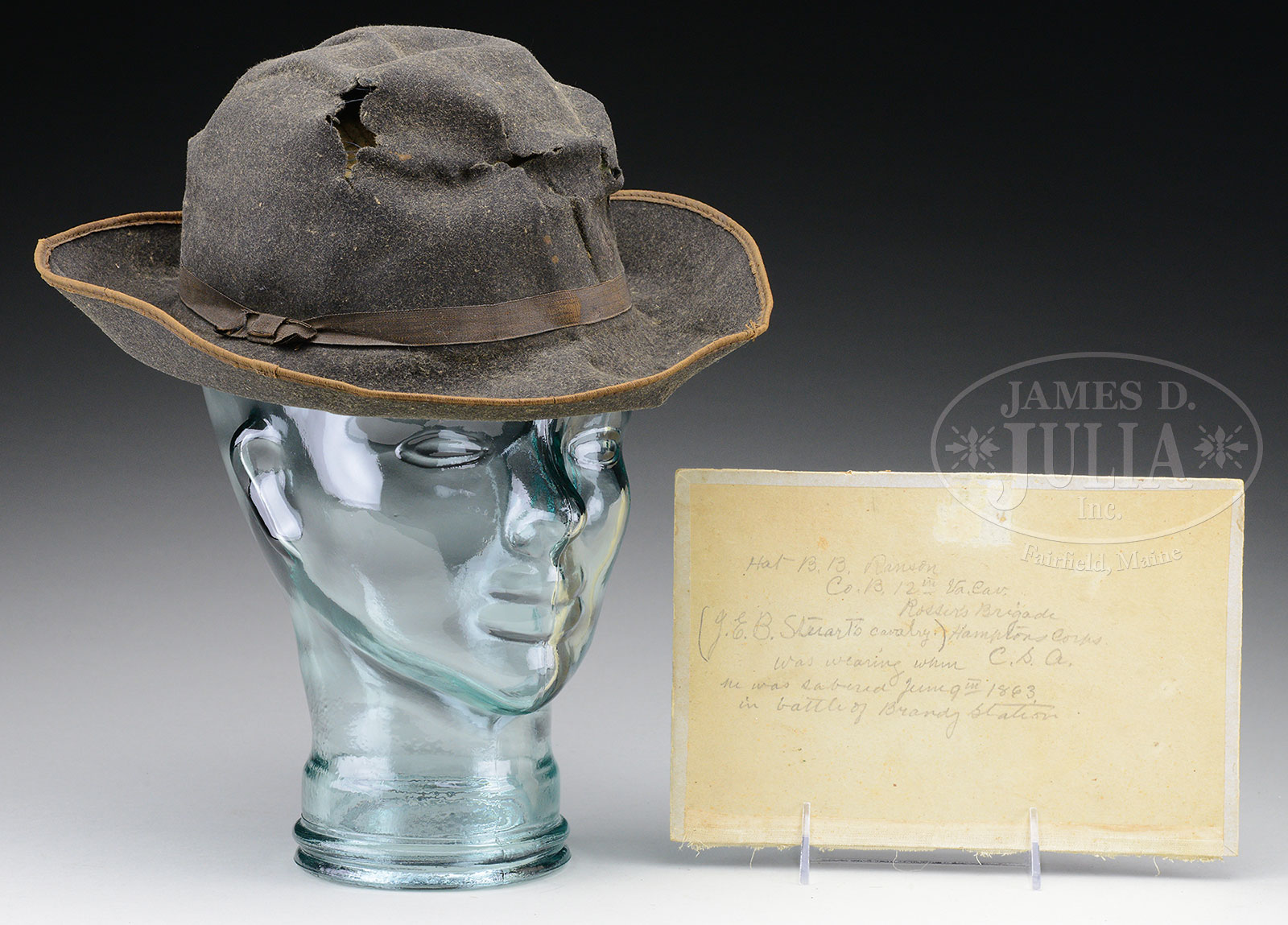 RARE IDENTIFIED CONFEDERATE SLOUCH HAT - auctions & price archive